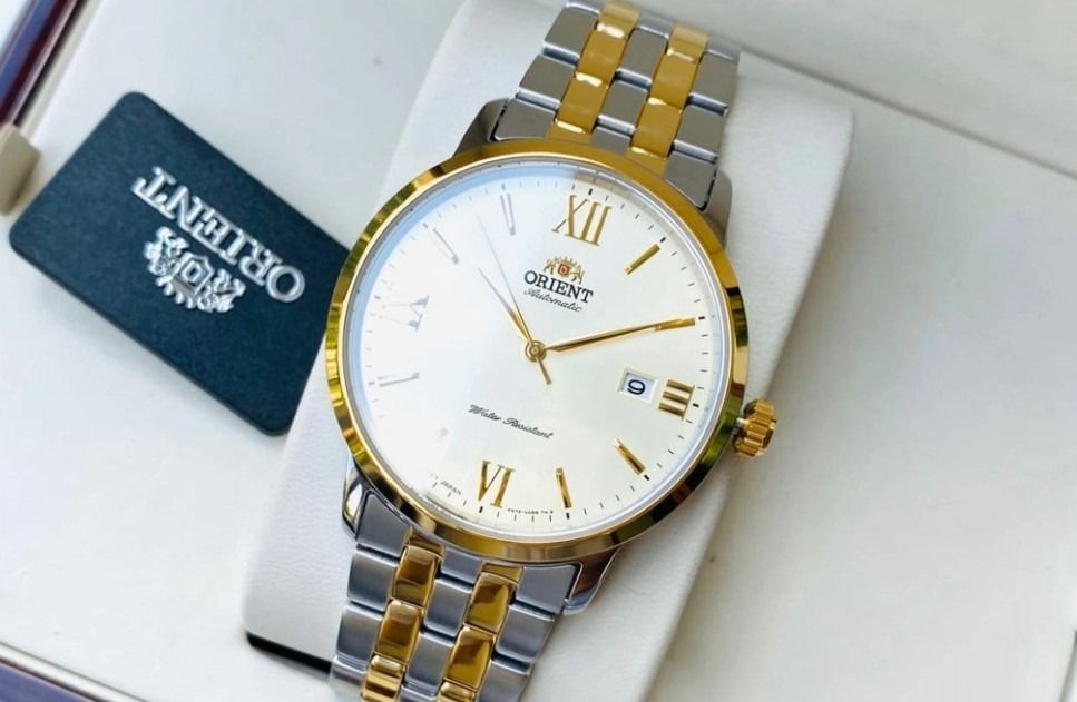 Orient RA-AC0F08G10B Silver Gold Stainless Steel Analog Automatic ...