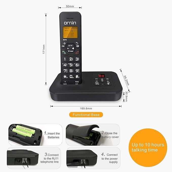 Ornin D1002B Cordless Home Phone, Mobile Phones & Gadgets, Walkie ...