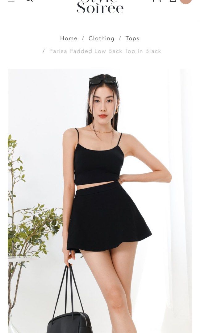 TSS Parisa Padded Low Back Top In Black SZ S, Women's Fashion, Tops ...