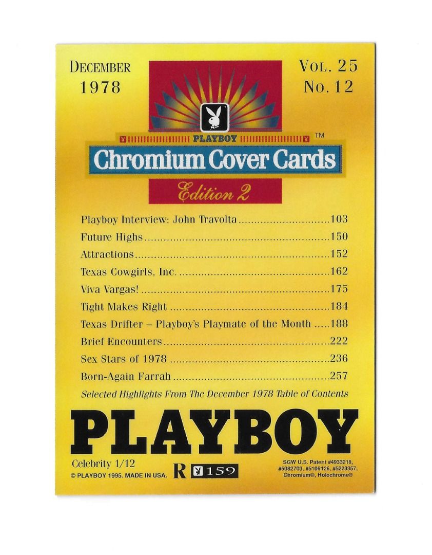 Playboy Chromium Cover Card Refractor 1/12-FARRAH FAUCET-DEC 1978-R159 ...