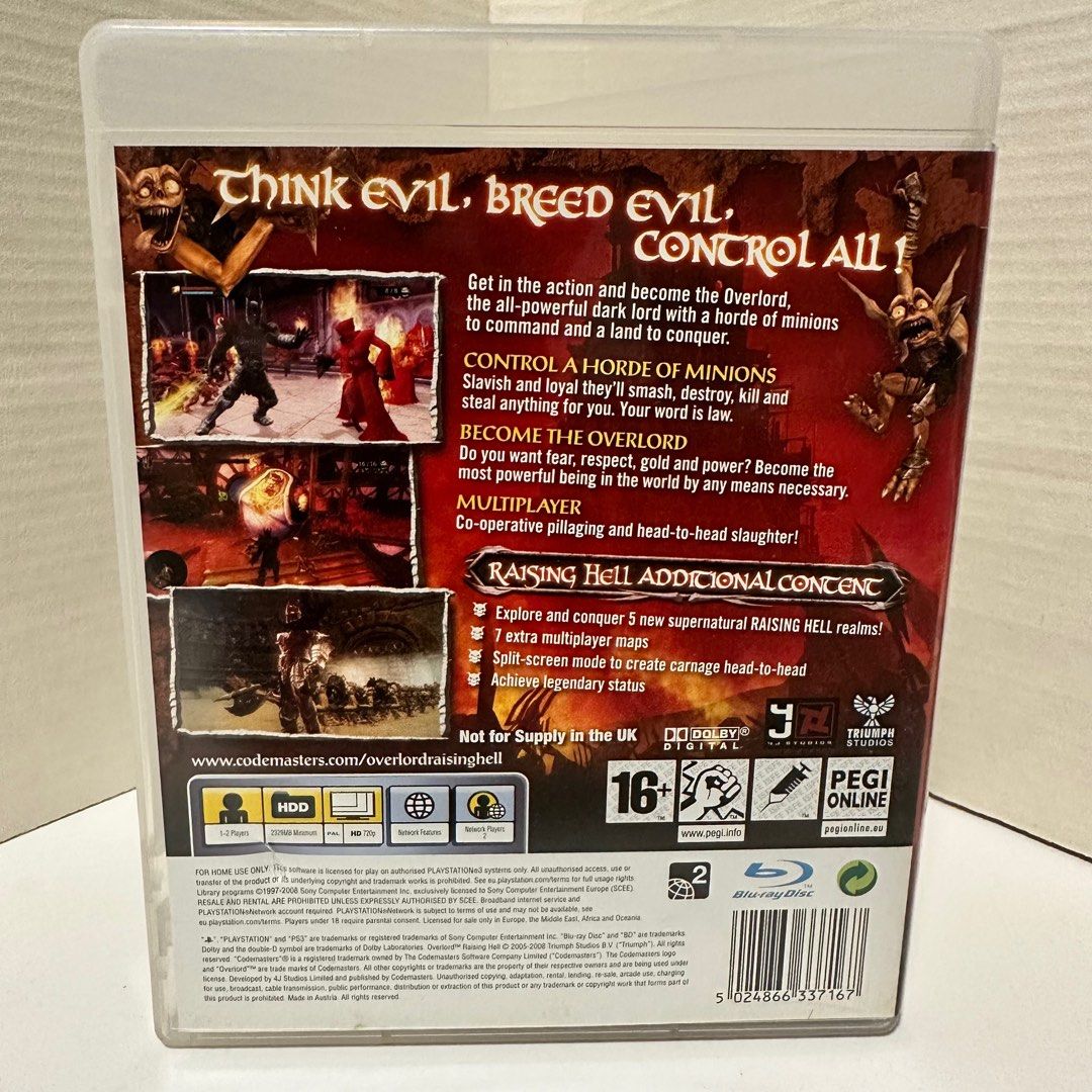 PS3 Games - Overlord - Raising Hell - R2 English - RPG Action Adventure ...