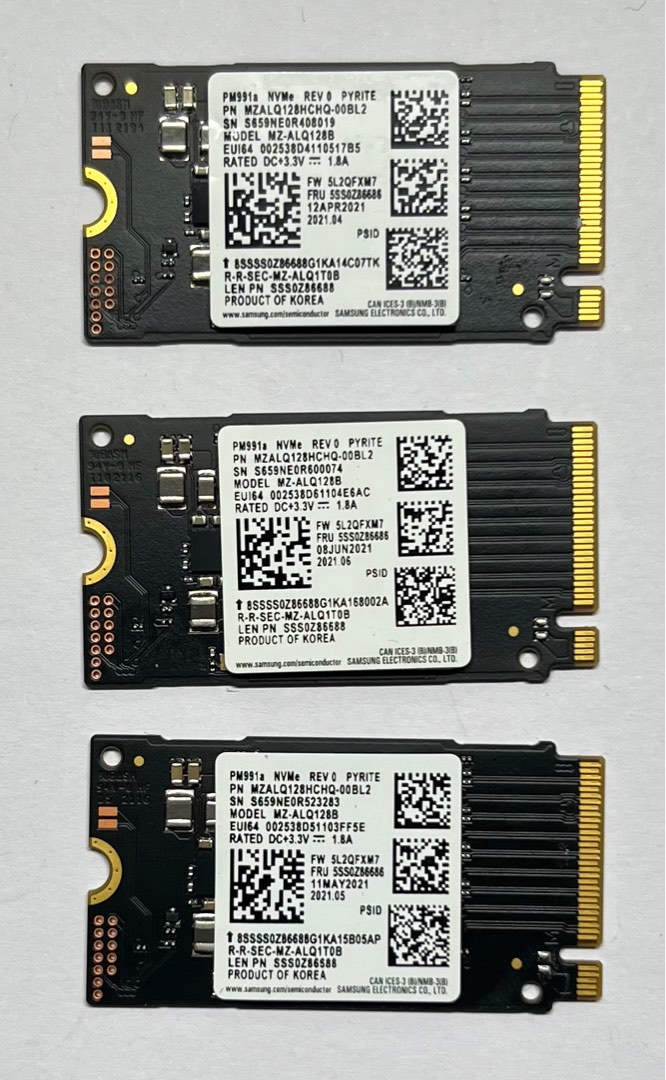 SAMSUNG PM991a 2242 Nvme SSD -128GB, Computers & Tech, Parts ...