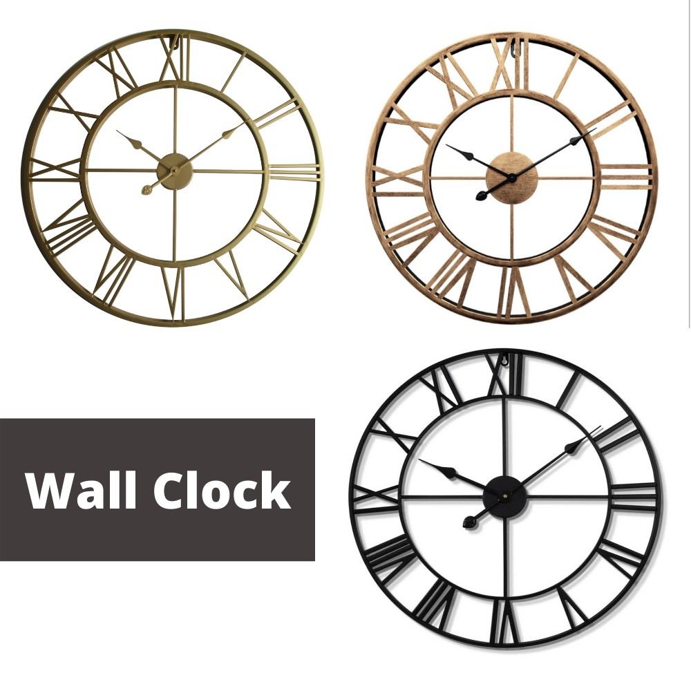 {SG} 40cm Metal Big Wall Clock for Living Room Retro Gold Wall Clock ...