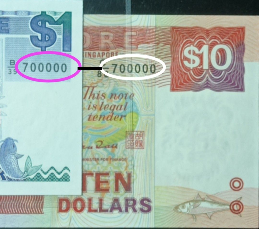 Singapore Solid Serial Number 700000 Notes., Hobbies & Toys ...