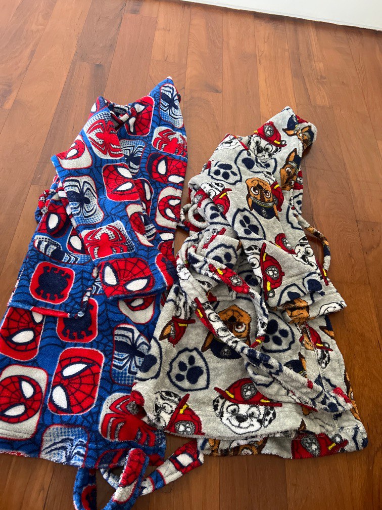 (kids) Spider-Man/Paw patrol swim/bath robes, Babies & Kids, Bathing ...