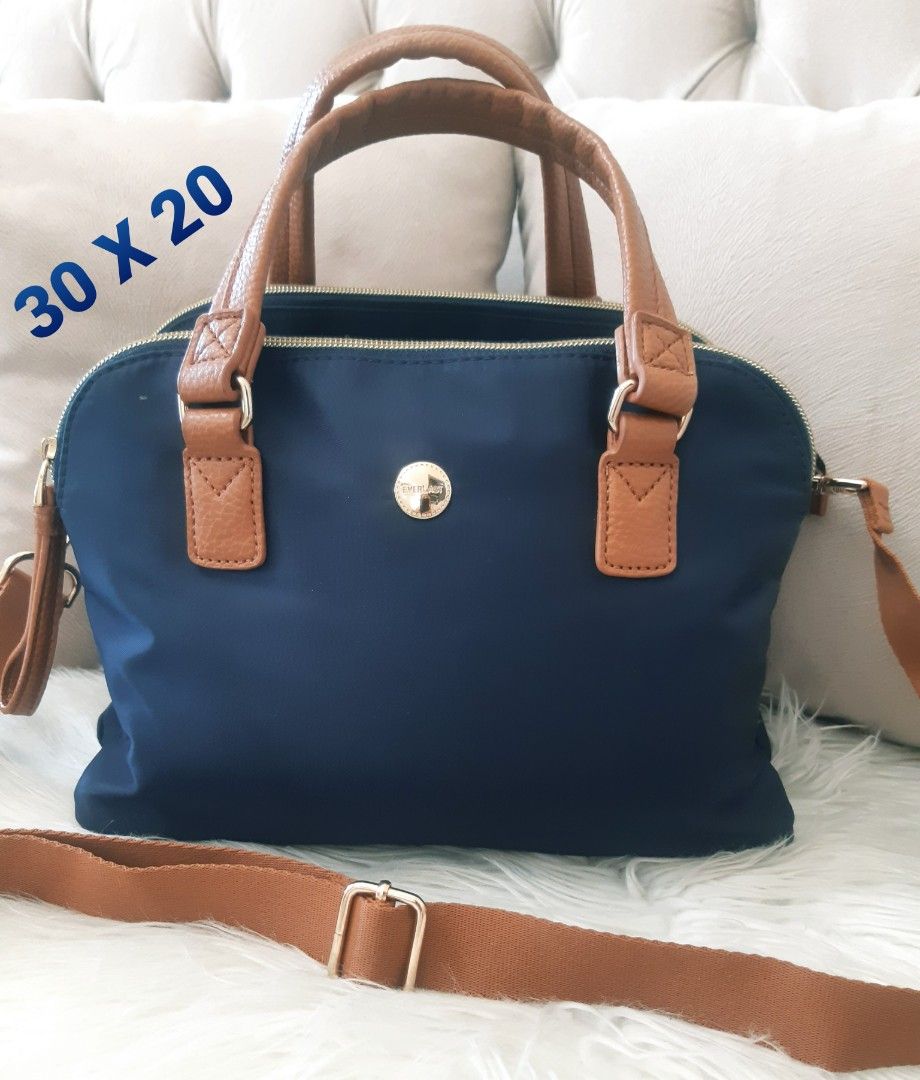 Tas sling nilon nylon navy Everlast 3 ruang utama nilon mix kulit ...