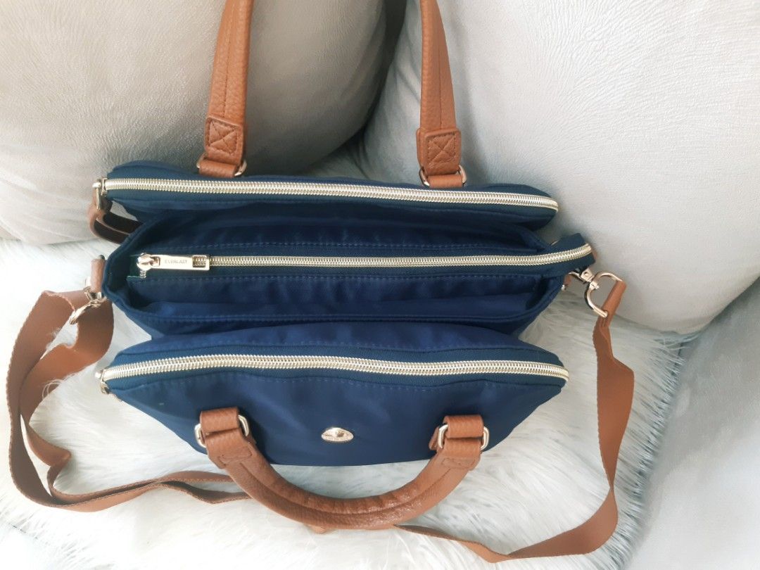 Tas sling nilon nylon navy Everlast 3 ruang utama nilon mix kulit ...