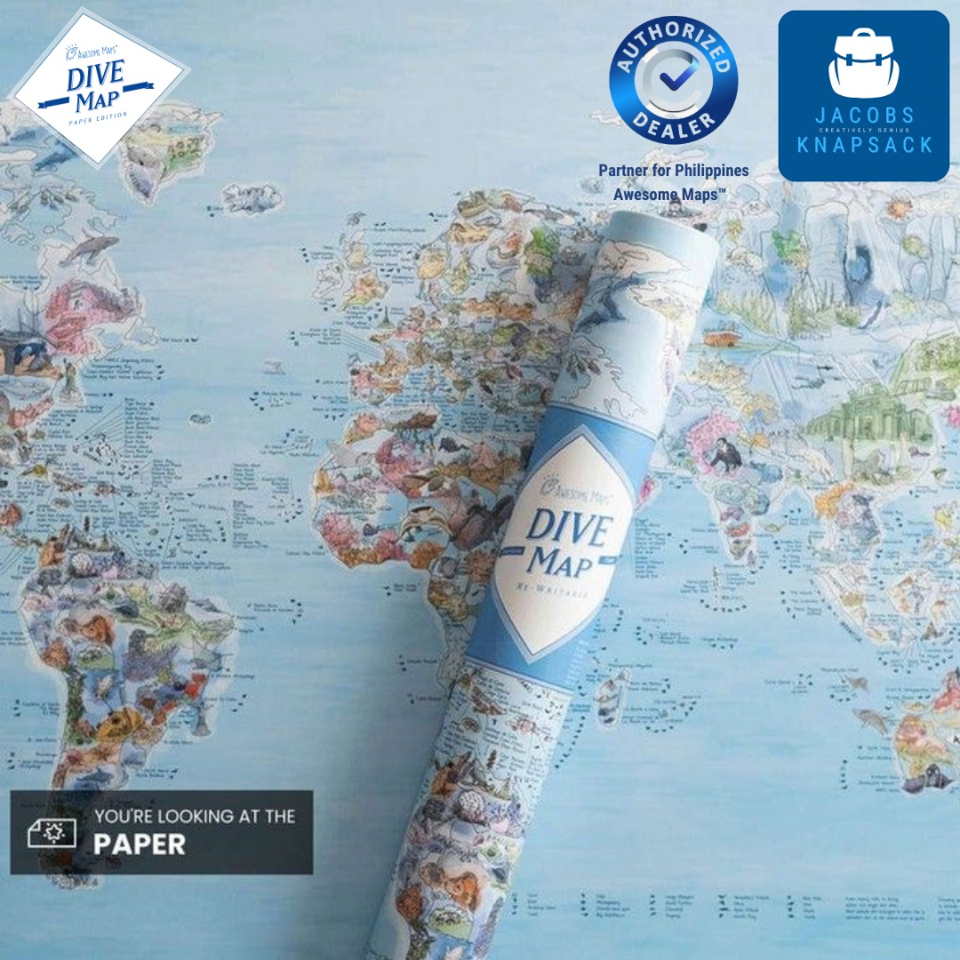 The Diving World Map Gift for Swimmers Divers by Awesome Maps (10 items ...