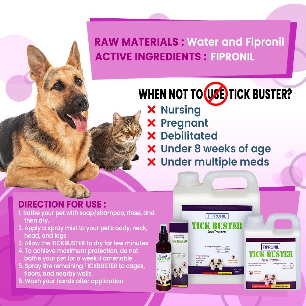 Tick Buster Fitponil Spray Treaatment for Ticks and Fleas, Pet Supplies ...