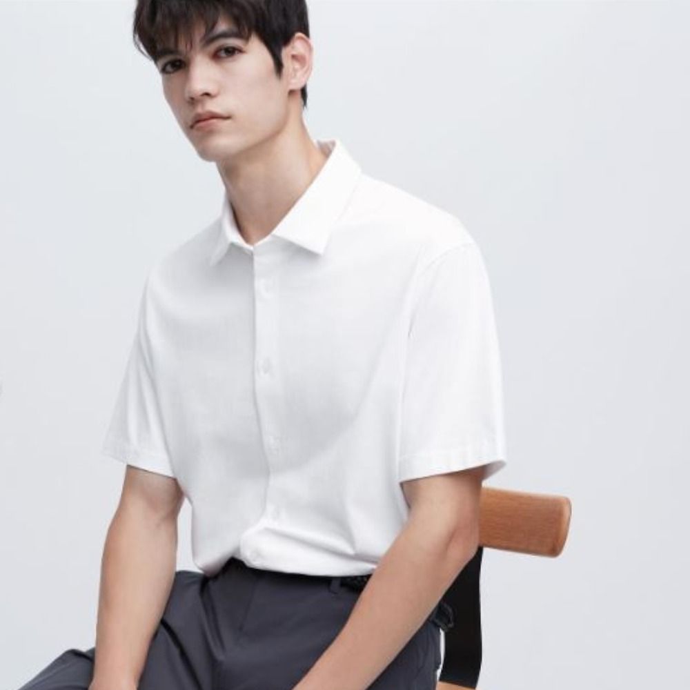 Uniqlo AIRism Full Open Polo Shirt White, Men's Fashion, Tops & Sets ...
