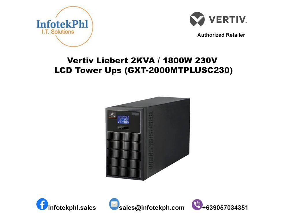 Vertiv Liebert GXT-MTPLUS CX On-Line 2KVA / 1800W 230V LCD Tower (GXT-2000MTPLUSC230) Ups ...