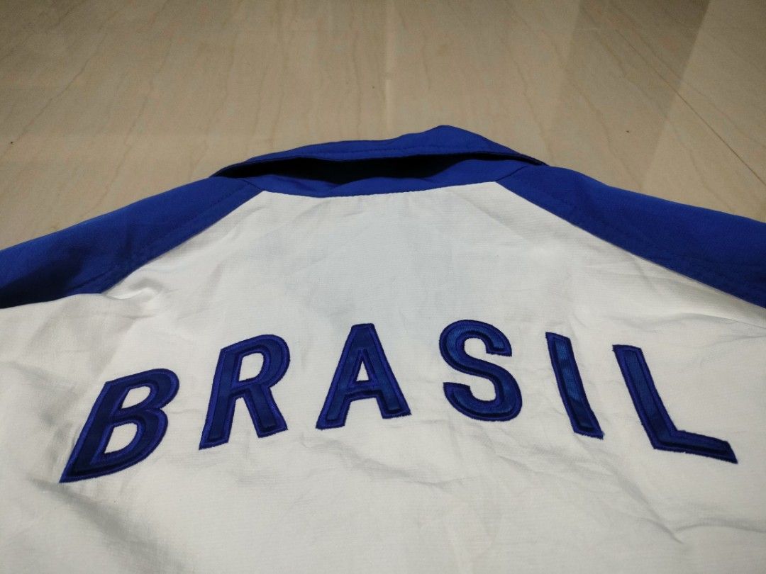 VTG 90s NIKE BRAZIL FULL ZIP WINDBREAKER MEN M WHITE AND BLUE CBF, Men ...