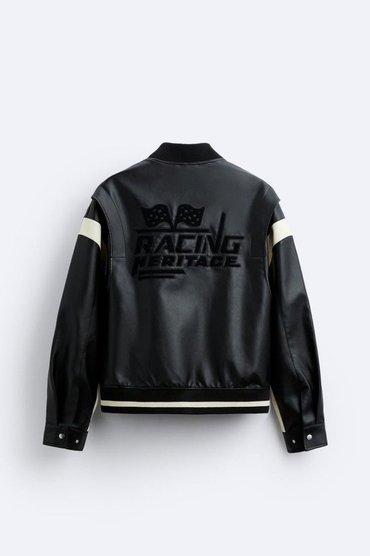 ZARA LEATHER BOMBER RACING JACKET, Men's Fashion, Coats, Jackets and ...