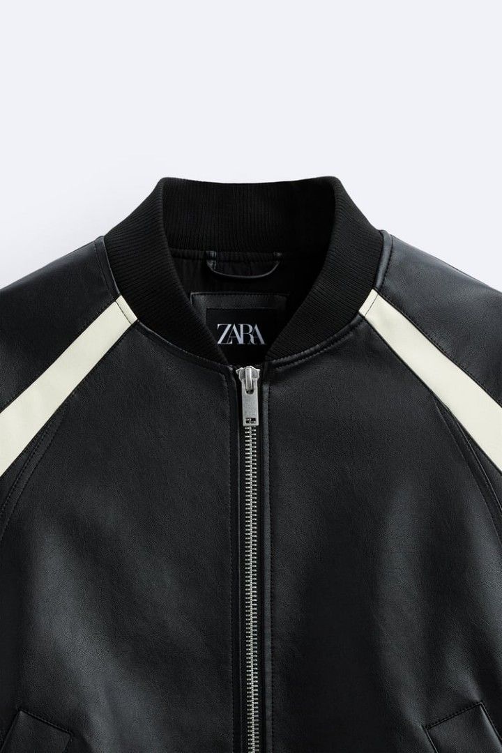ZARA LEATHER BOMBER RACING JACKET, Men's Fashion, Coats, Jackets and ...