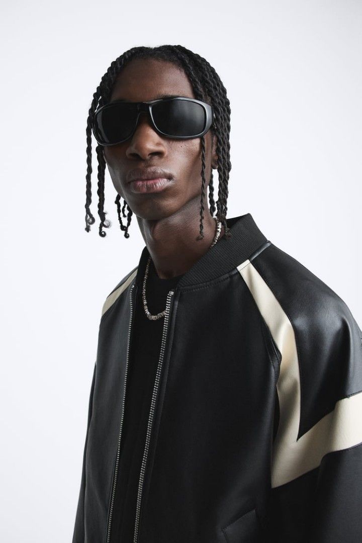 ZARA LEATHER BOMBER RACING JACKET, Men's Fashion, Coats, Jackets and ...