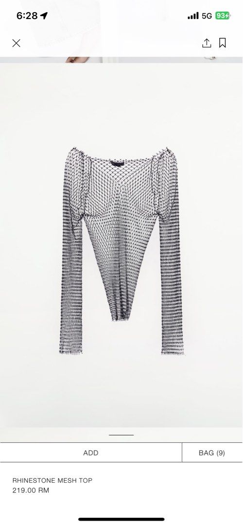 Zara Rhinestone Mesh Top, Women's Fashion, Tops, Longsleeves on Carousell