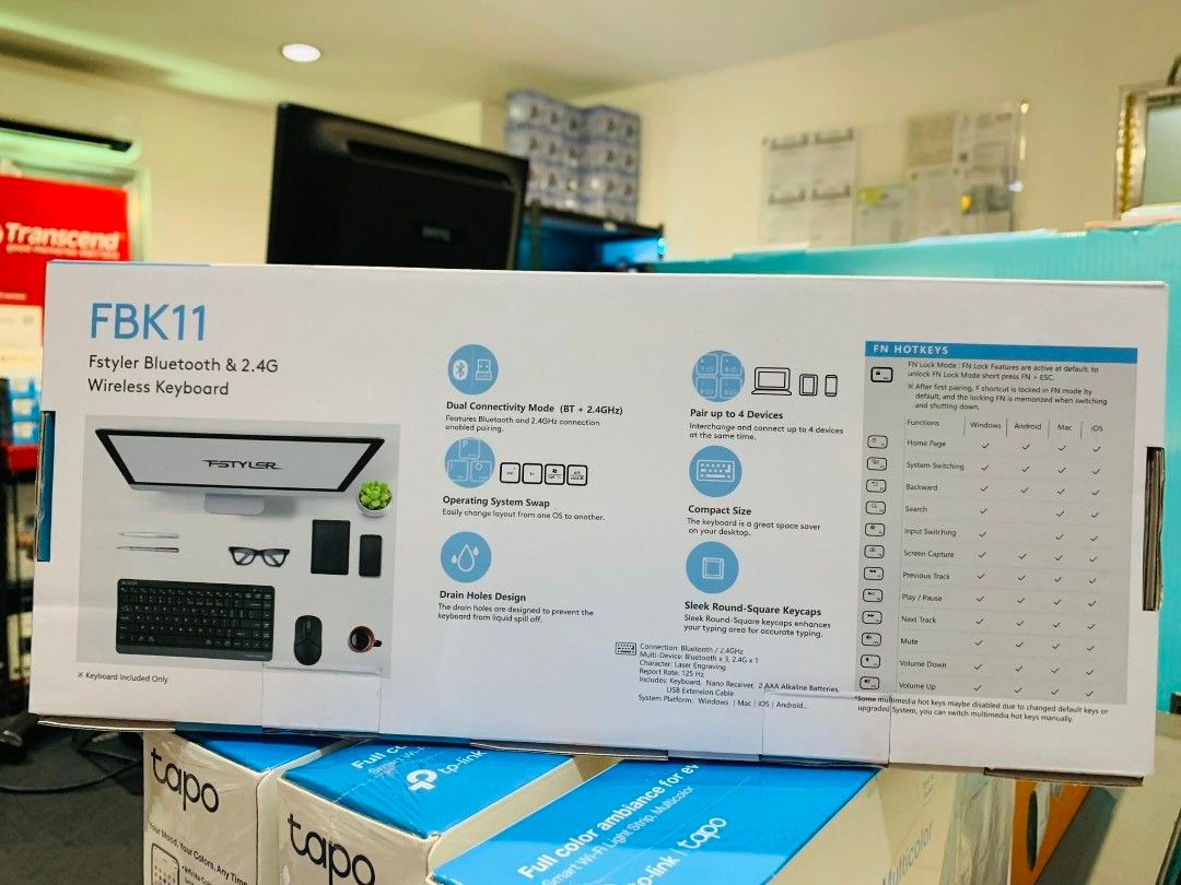 A4Tech FBK11 Bluetooth & 2.4G Wireless Keyboard Grey, Computers & Tech, Parts & Accessories ...