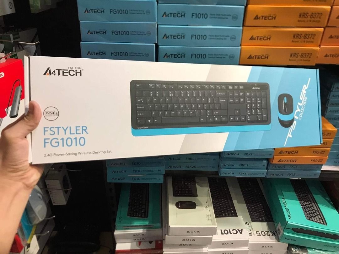 A4Tech Fstyler FG1010 Wireless Keyboard Mouse Combo USB Blue, Computers & Tech, Parts ...