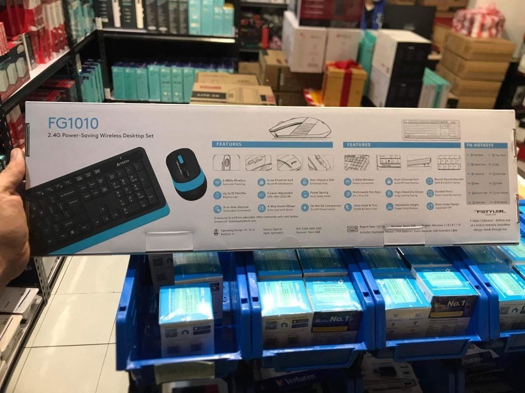 A4Tech Fstyler FG1010 Wireless Keyboard Mouse Combo USB Blue, Computers & Tech, Parts ...