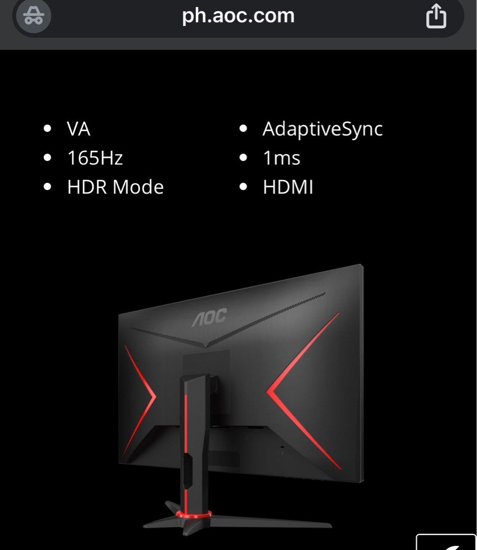 AOC 165 Hz Monitor, Computers & Tech, Parts & Accessories, Monitor ...