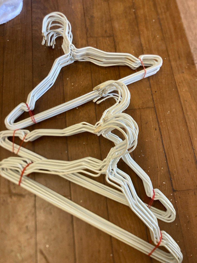 AS-IS White Wired Clothes Hangers 45pcs, Furniture & Home Living, Home ...