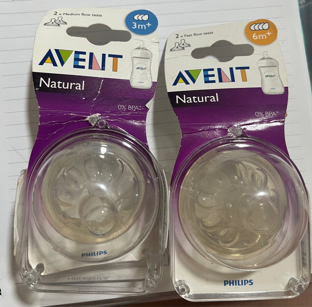 Philips Avent Natural Milk Bottle Teats 2-Pack. Size 3 & Size 4, Babies ...