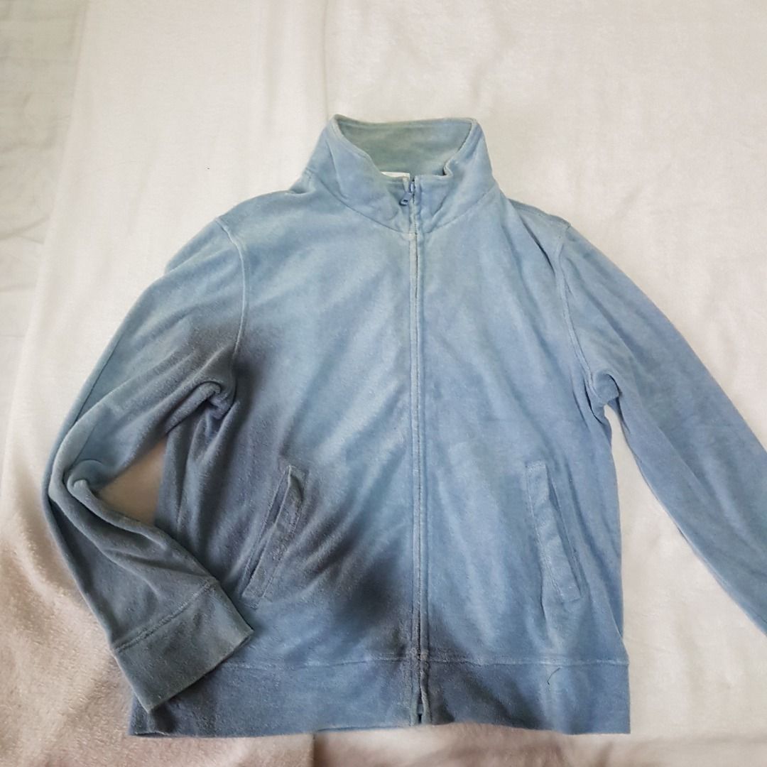 Blue Terry Cloth Jacket, Women's Fashion, Coats, Jackets and Outerwear ...