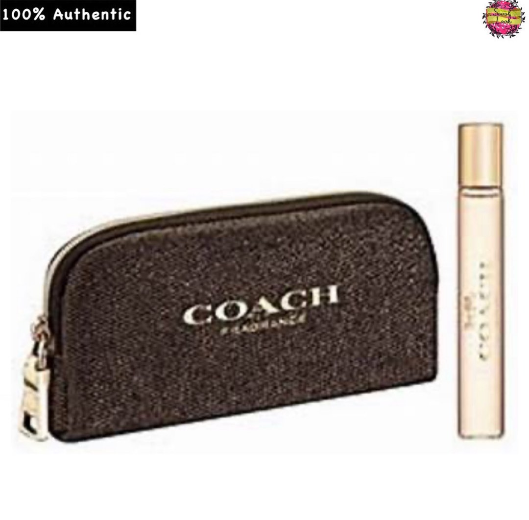 Coach EDP 7.5ml EDP + Coach Brown Glittery Mini Pouch Set, Beauty ...