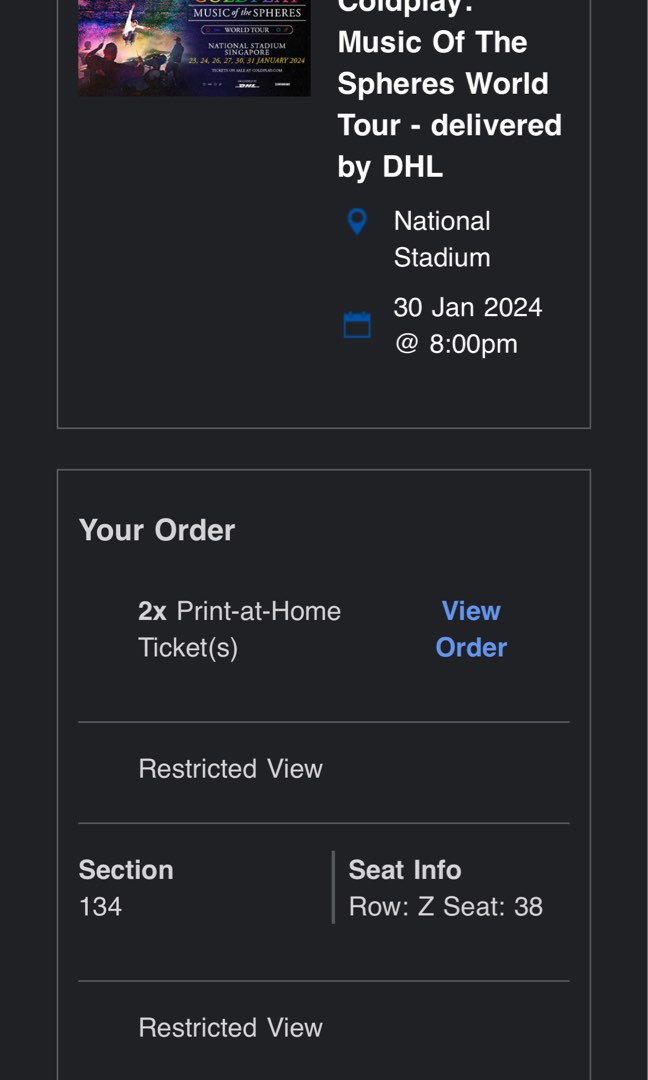 ColdPlay: Music Of the Spheres World Tour, Tickets & Vouchers, Event ...