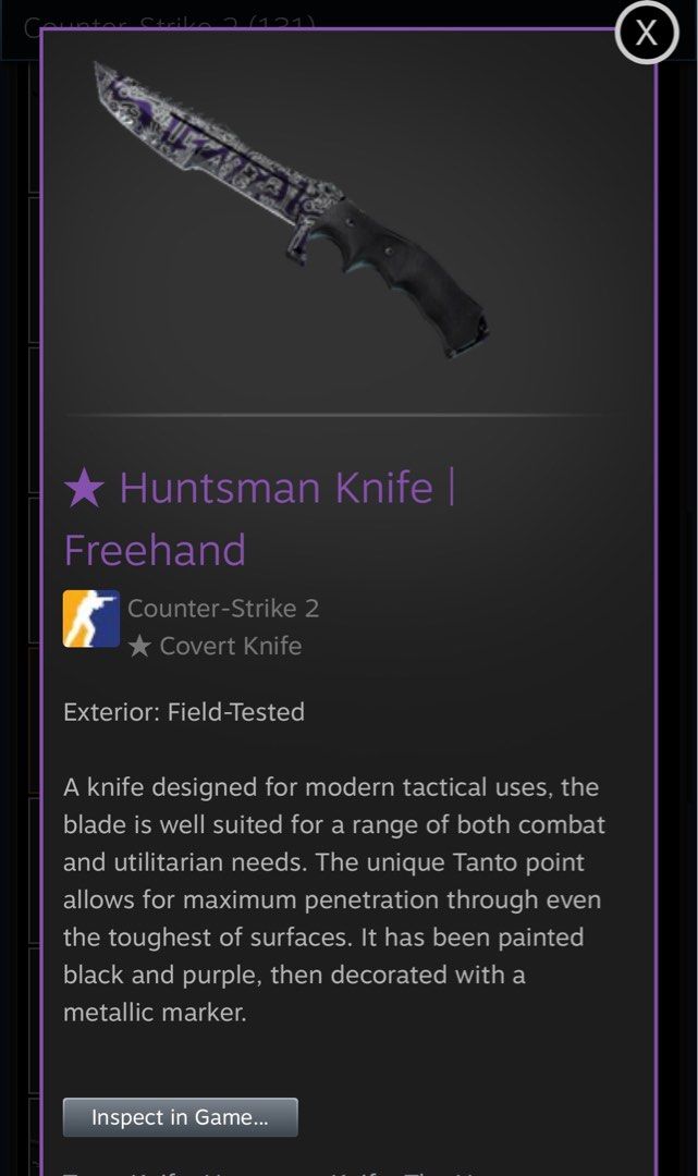 CSGO CS2 Huntsman Freehand [Field Tested], Video Gaming, Gaming ...