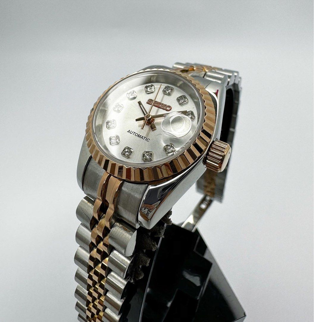 Custom Seiko Mod 2-Tone Rose gold Diamond DateJust 26mm, Women's ...