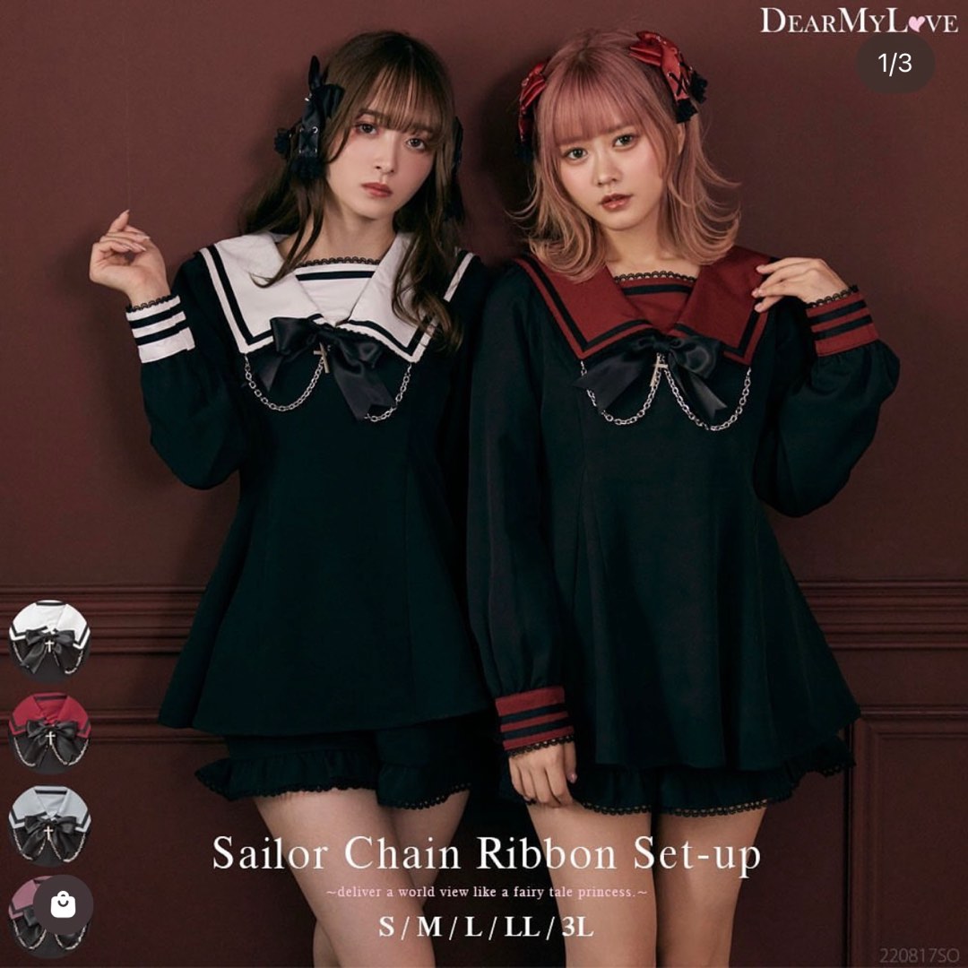 Authentic DearMyLove Black and Red Setup Jirai Kei, Women's Fashion ...