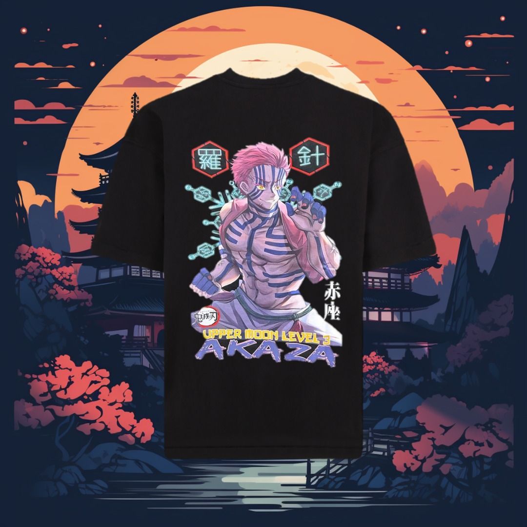 Demon Slayer Akaza Oversize Anime Tshirt, Men's Fashion, Tops & Sets ...