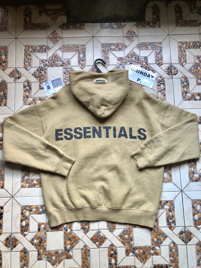 Essentials Reflective Big Script Khaki Beige Fear of God Hoodie Jacket ...