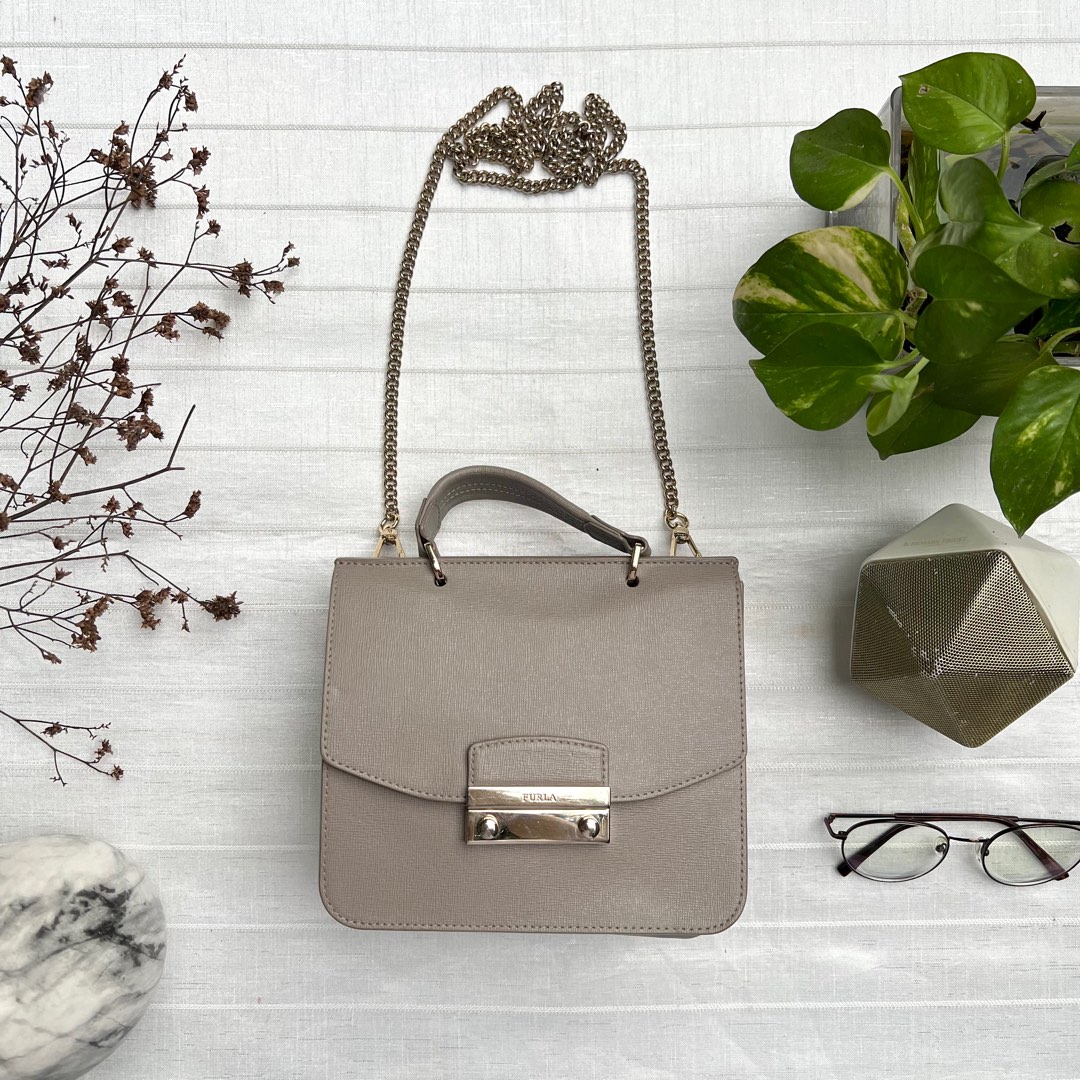 Furla Julia Mini Top Handle Bag in Etoupe Color, Luxury, Bags & Wallets ...