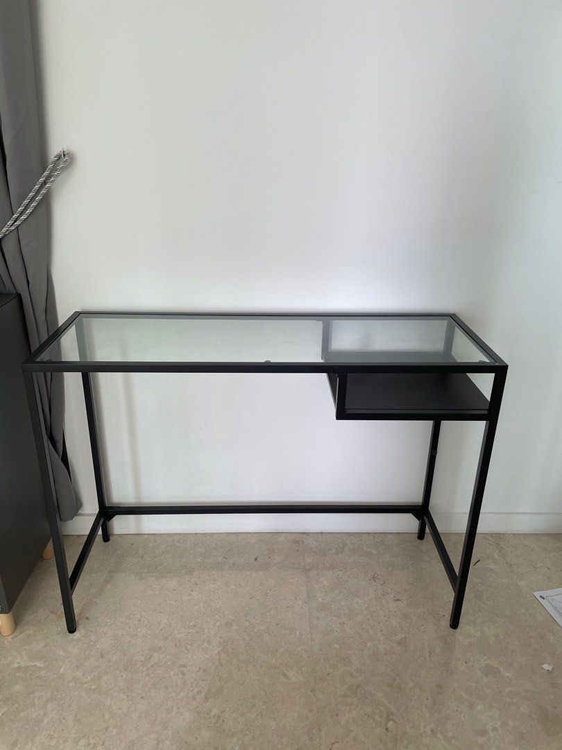 Glass top study table / office table with storage, Furniture & Home ...
