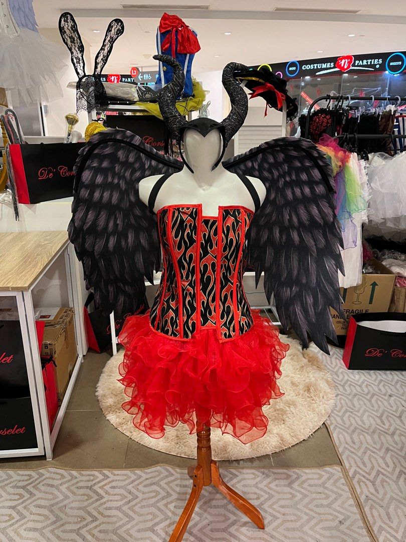 Halloween devil fallen Angel wings costume set, Women's Fashion ...