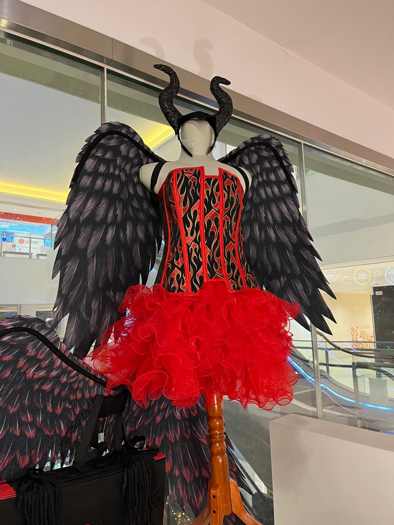 Halloween devil fallen Angel wings costume set, Women's Fashion ...