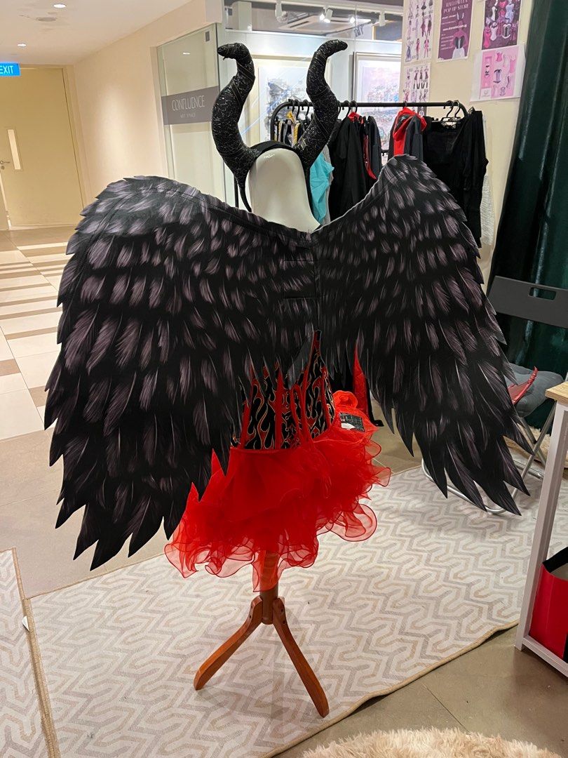Halloween devil fallen Angel wings costume set, Women's Fashion ...