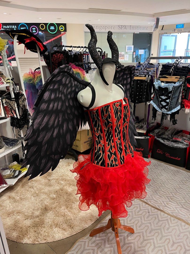 Halloween devil fallen Angel wings costume set, Women's Fashion ...