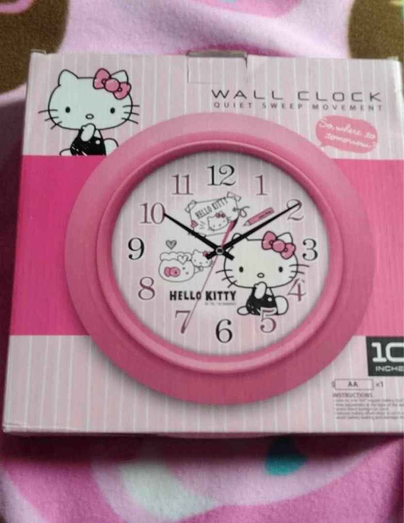 Hello Kitty Clock, Furniture & Home Living, Home Decor, Clocks on Carousell