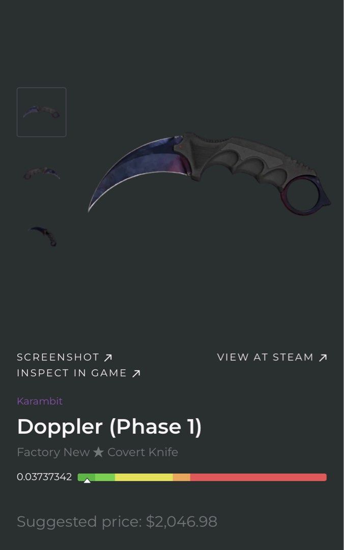 Karambit Doppler (Phase 1) | Factory New, Video Gaming, Gaming Accessories, In-Game Products on ...