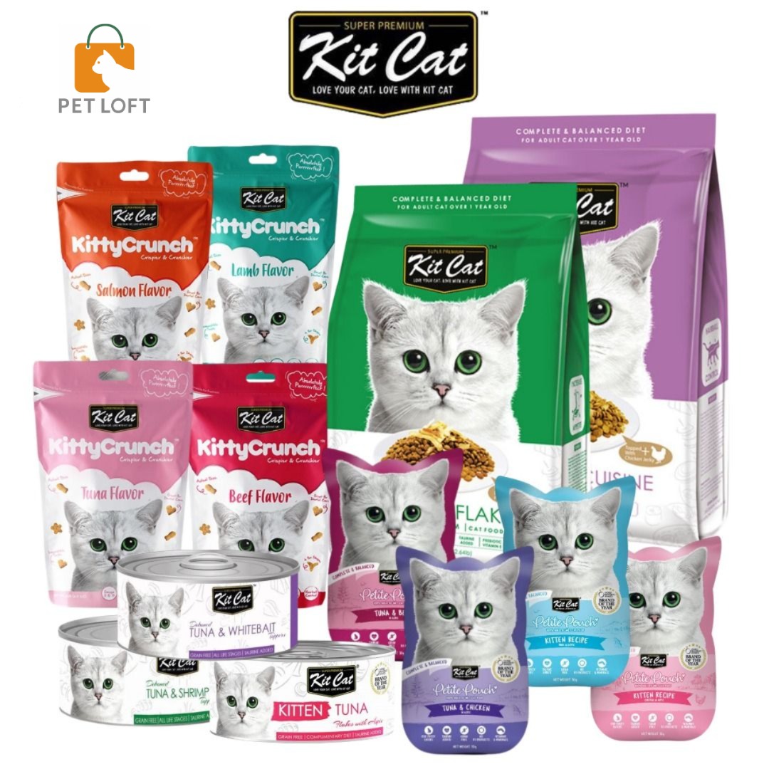 Kit Cat Petite Pouch Wet Food Kitty Crunch Treats Premium Cat Dry Food ...