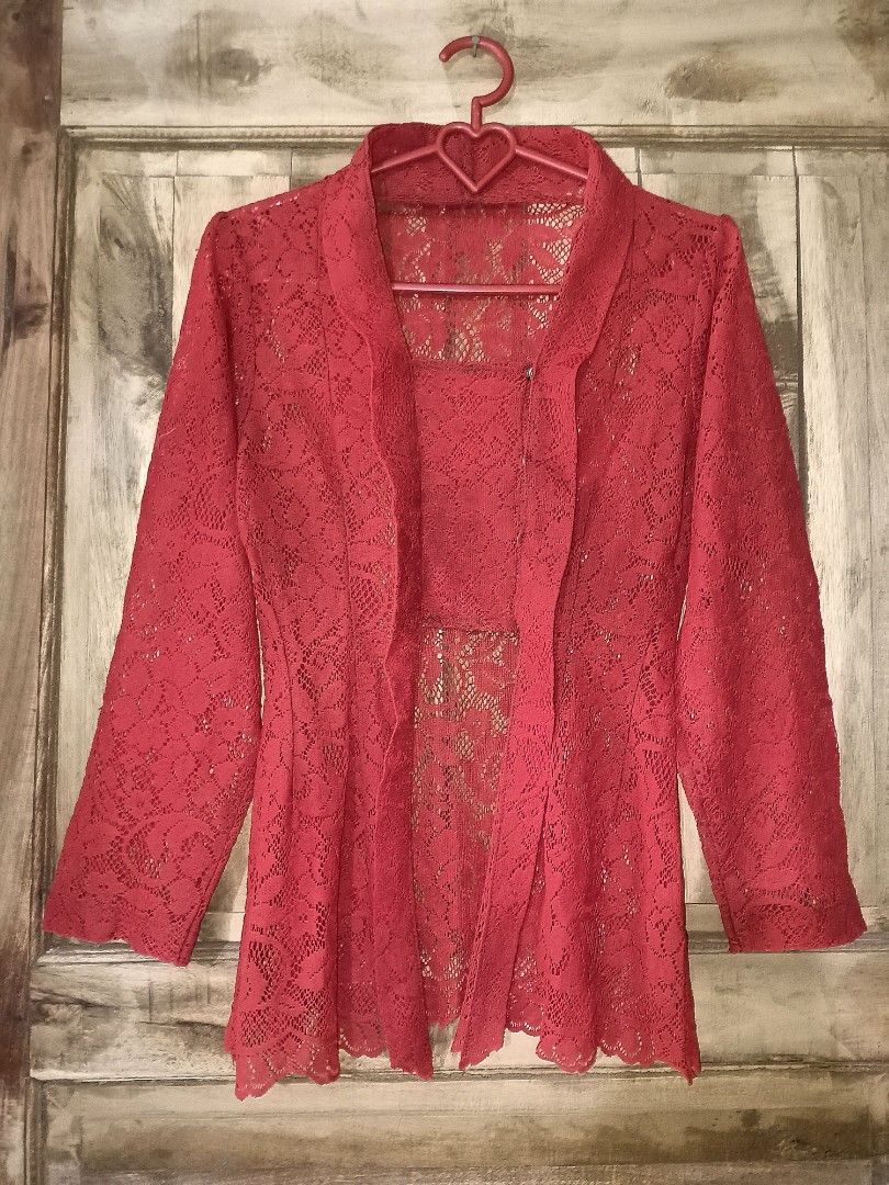 Kutu Baru Brokat Merah / Kutu Baru Merah / Kebaya Merah / Kebaya Bali ...
