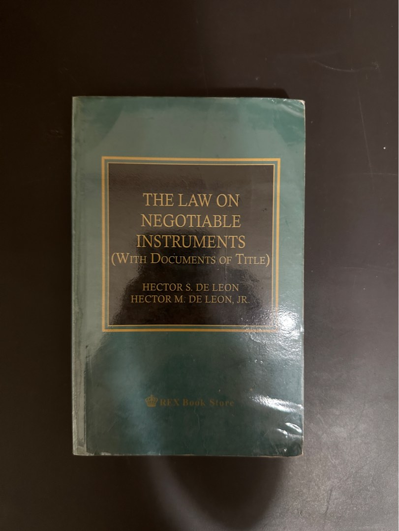 Law on Negotiable Instruments by De Leon, Hobbies & Toys, Books & Magazines, Textbooks on Carousell