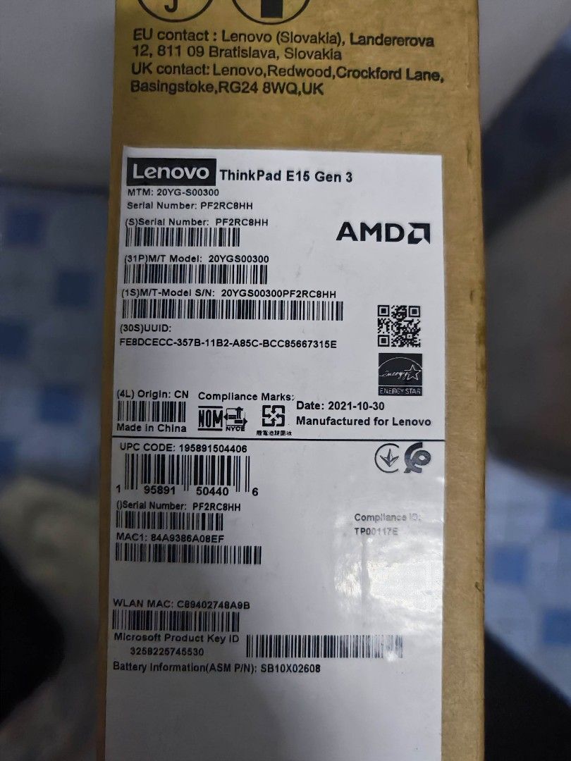 Lenovo Thinkpad E15 Gen 3 Ryzen 5 5500u laptop, Computers & Tech, Laptops & Notebooks on Carousell