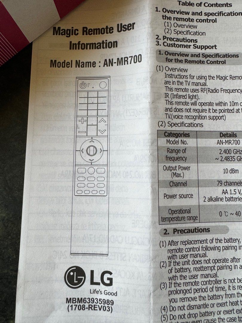 LG Magic remote control AN-MR700, TV & Home Appliances, TV ...