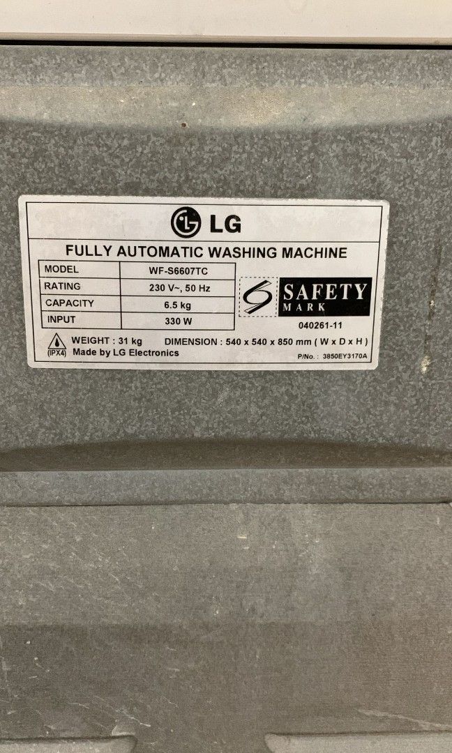 LG washing machine 6.5kg fuzzy logic.model WFS6607TC, TV & Home ...