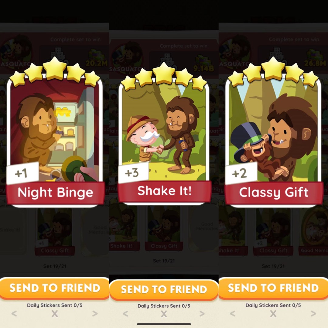 Monopoly Go 5 stars Night Binge / Shake It! / Classy Gift, Video Gaming ...