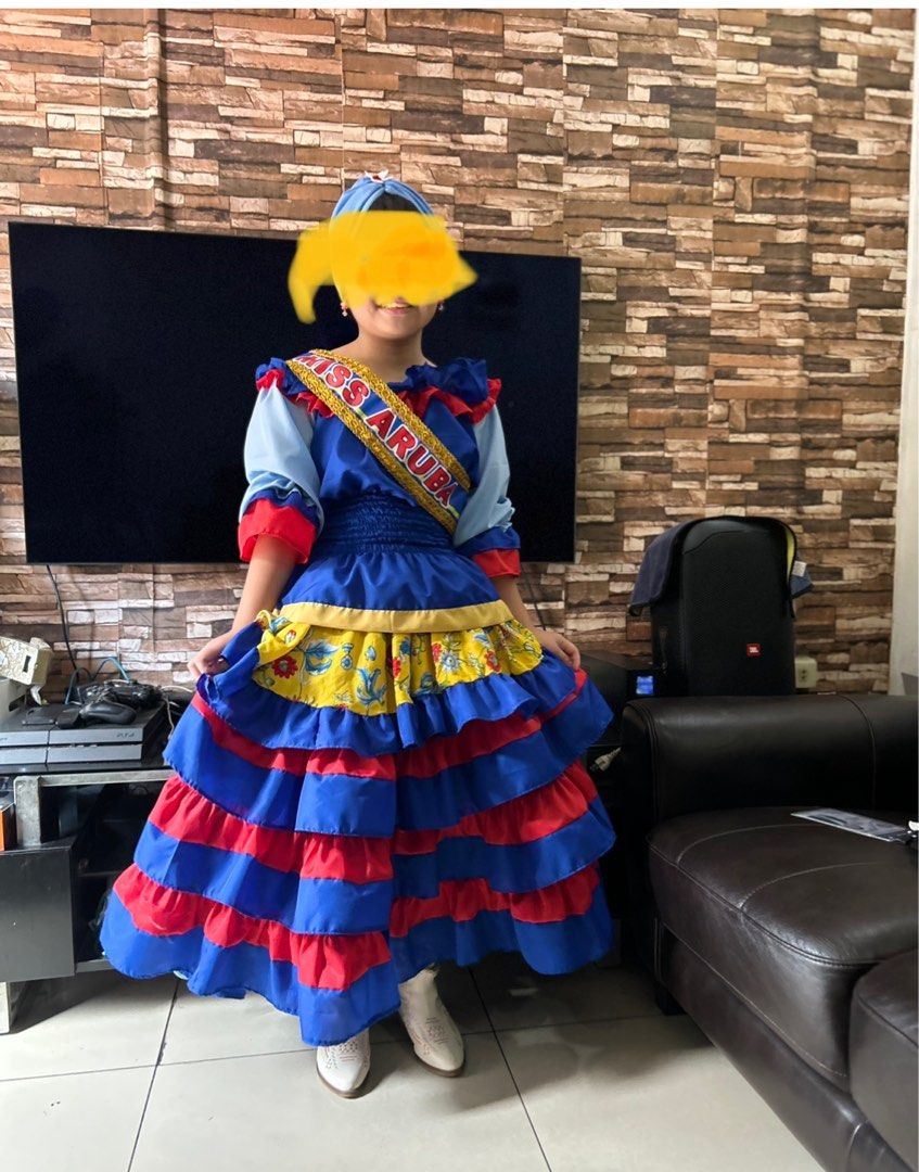 Ms Aruba traditional Gown wear with flag and Sash, Women's Fashion ...